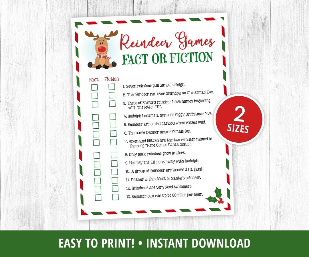 Reindeer Trivia Game, Fact or Fiction, Christmas Games, Fun Holiday ...