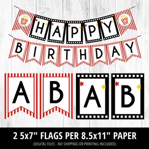 Movie Party Decorations Printable, Movie Night Birthday Party Decor ...