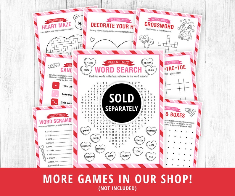 Valentine's Day Word Search, Valentine's Day Kids Game, Valentine's Day ...