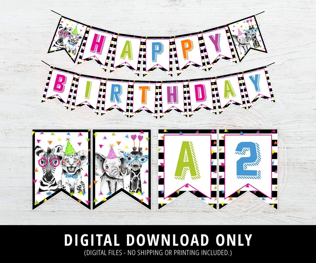 Party Animals Party Banner, Party Animals Birthday Banner, Printable ...