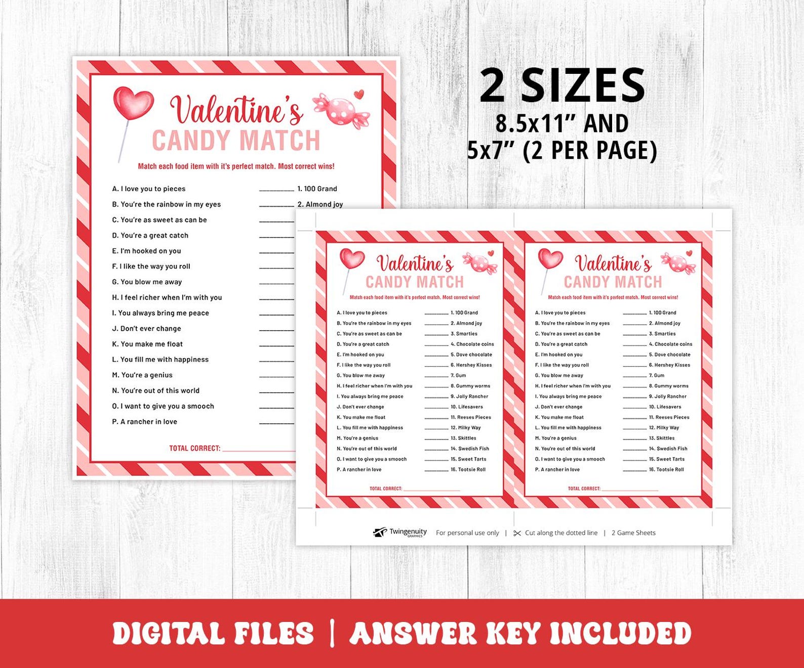 Valentine's Day Candy Match Game, Valentine's Candy Quiz Game ...
