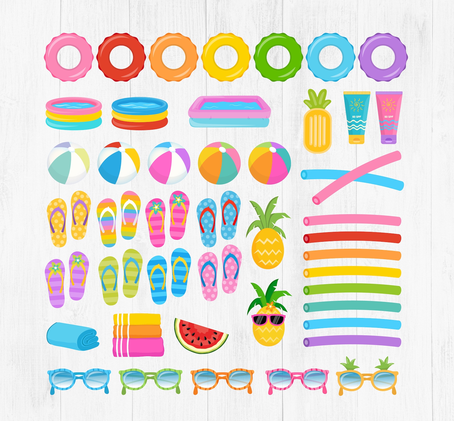 Pool Party Clipart, Summer Clipart, Flamingo Unicorn Pool Party, Pool ...
