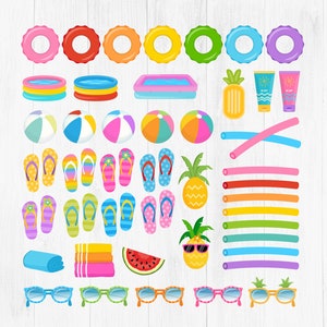 Pool Party Clipart, Summer Clipart, Flamingo Unicorn Pool Party, Pool ...