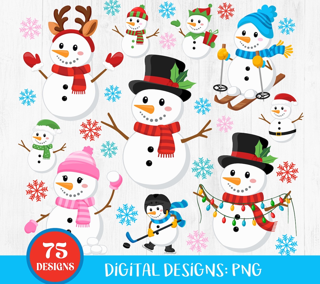 Snowmen Clipart, Winter Clipart, Cute Snowman Clipart, Christmas ...