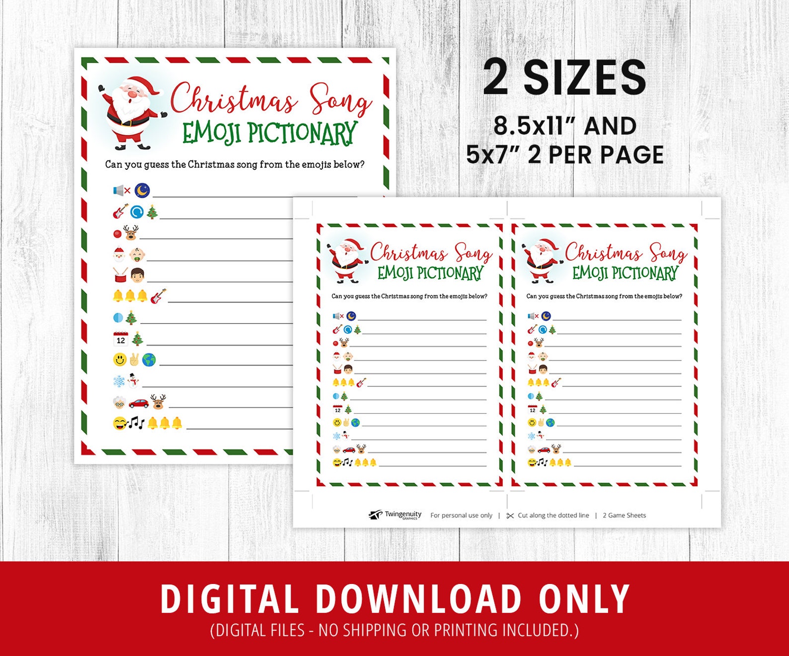 Christmas Songs Emoji Pictionary Game Printable Christmas - Etsy