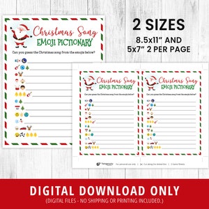 Christmas Songs Emoji Pictionary Game, Printable Christmas Games ...