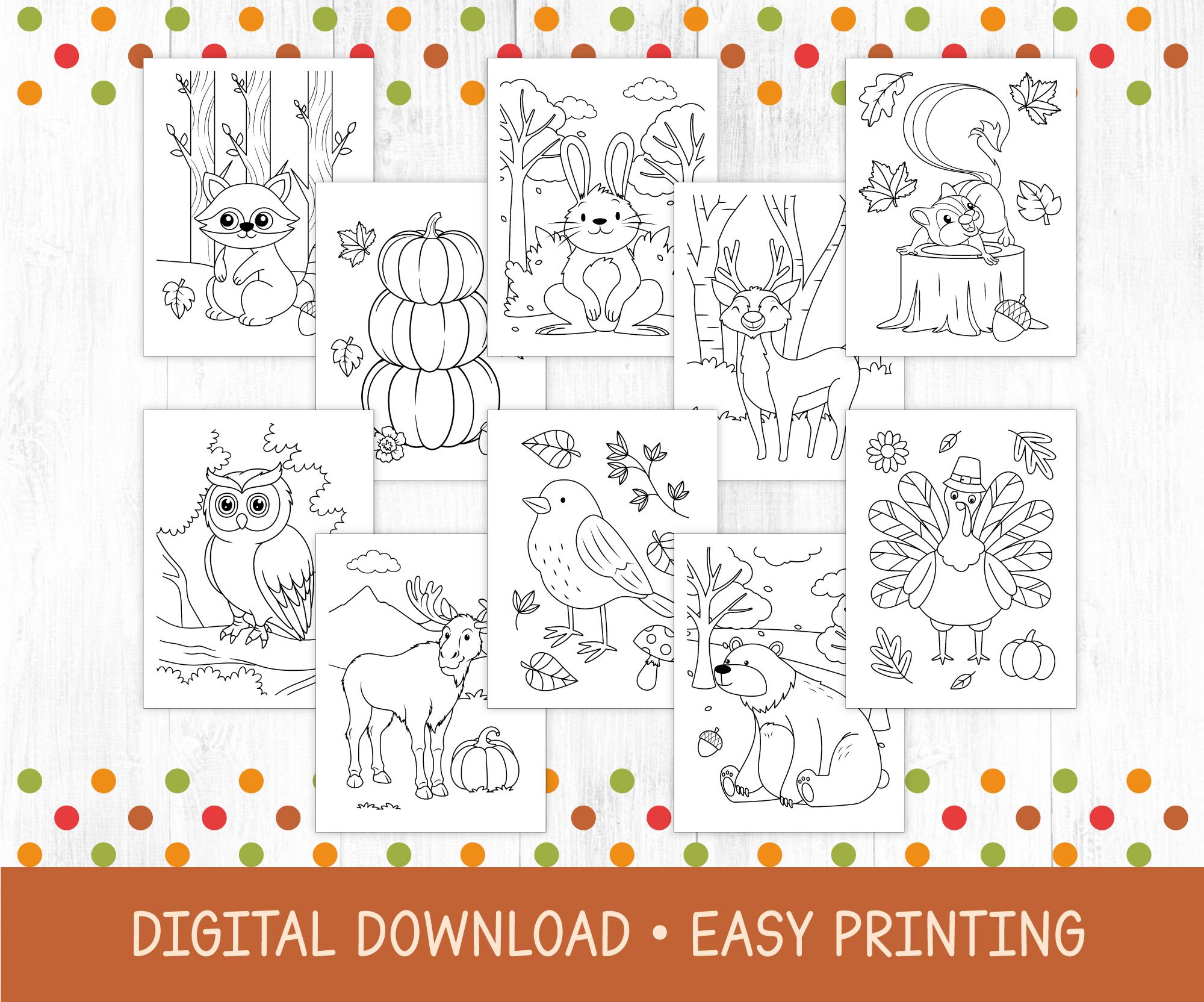 Fall Coloring Pages for Kids, Autumn Coloring Book, Fall Kids Classroom ...