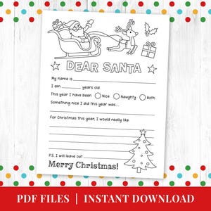 Letter to Santa Claus Coloring Page Printable, Christmas Wish List ...