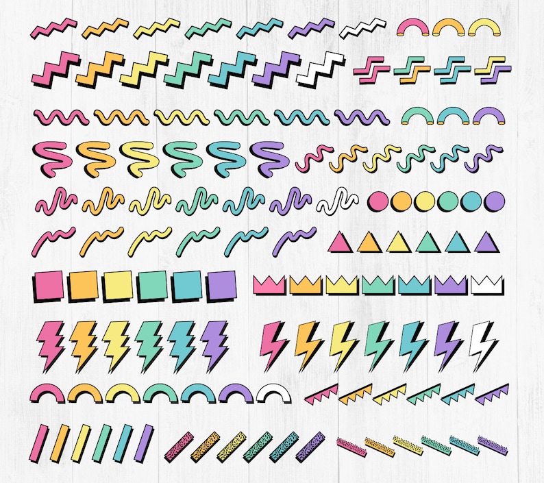 90s Elements Clipart Bundle, Retro 90s Clipart, Nineties Nostalgia, 90s ...