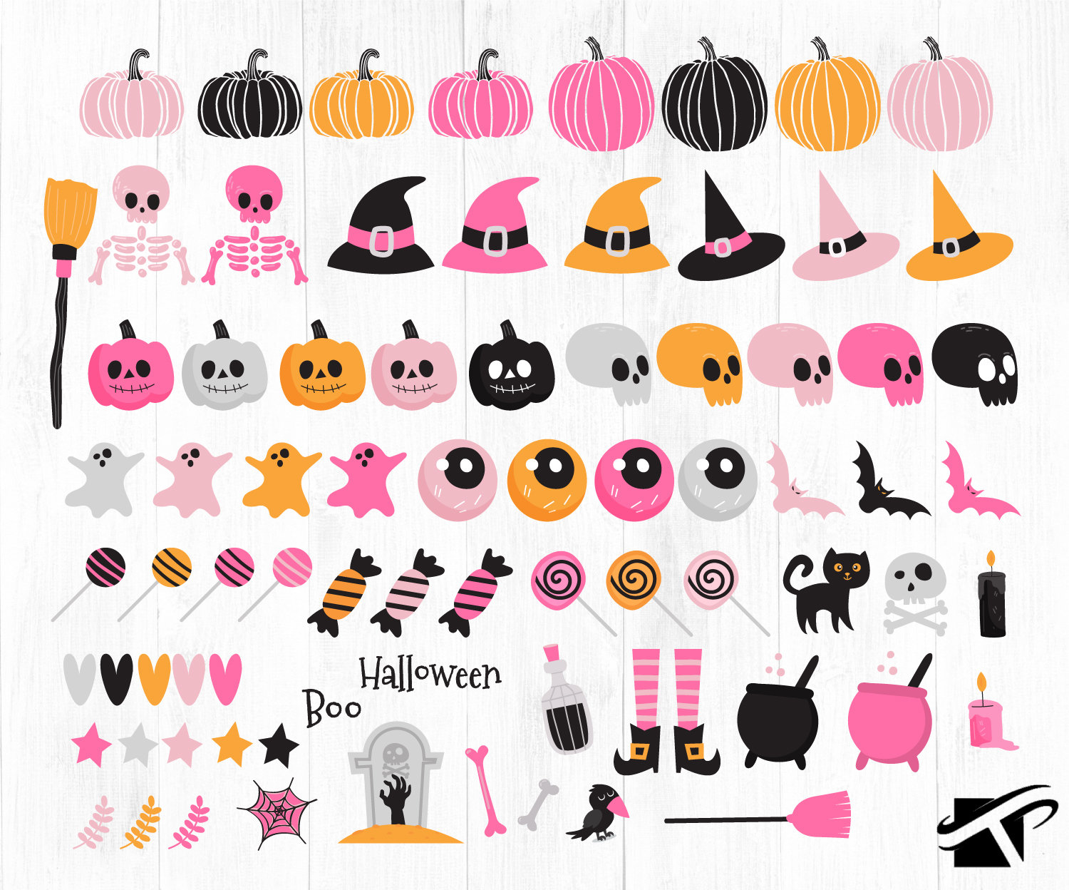 Cute Halloween Clipart Pink Halloween Clipart Pink Pumpkin - Etsy UK