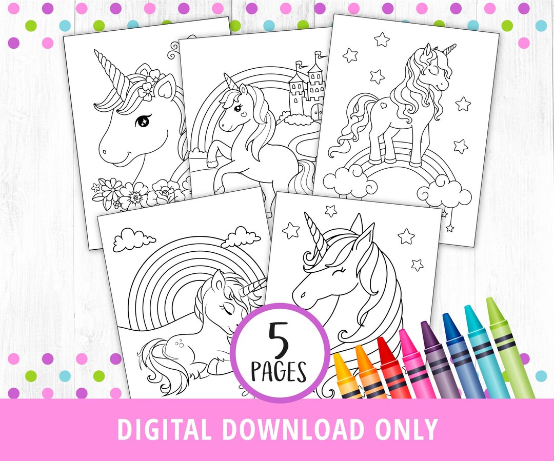 5 Unicorn Coloring Pages, Unicorn Printables, Unicorn Games, Unicorn ...