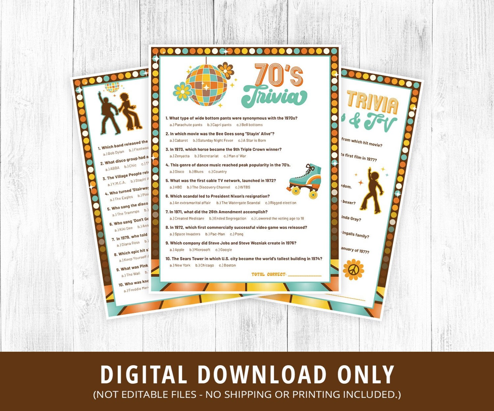 70s Trivia Games Printable, 70s Trivia Game, 70s TV Trivia, 70s Music ...