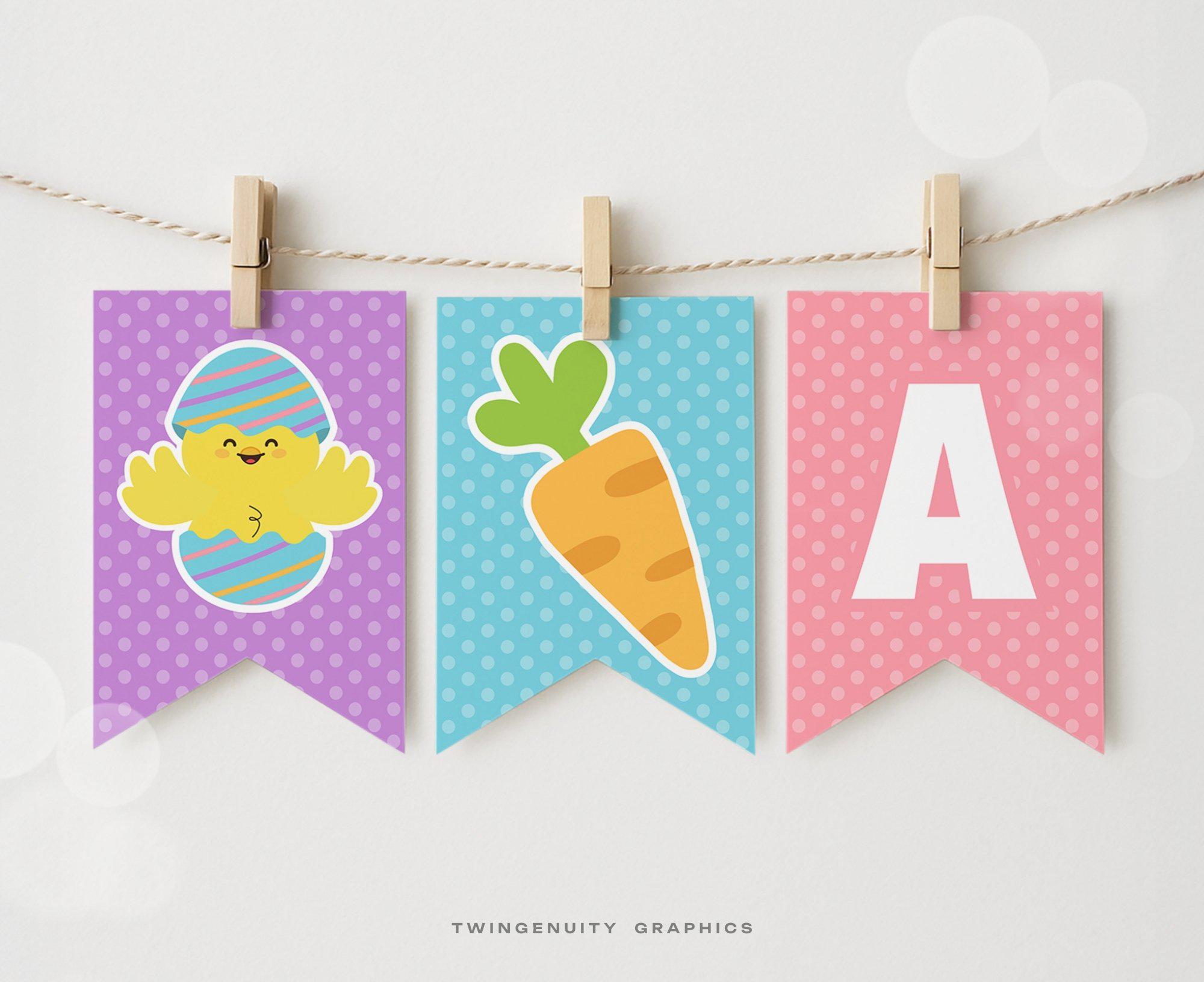 Happy Easter Banner, Easter Bunting Banner, Easter Party Decor, Easter ...