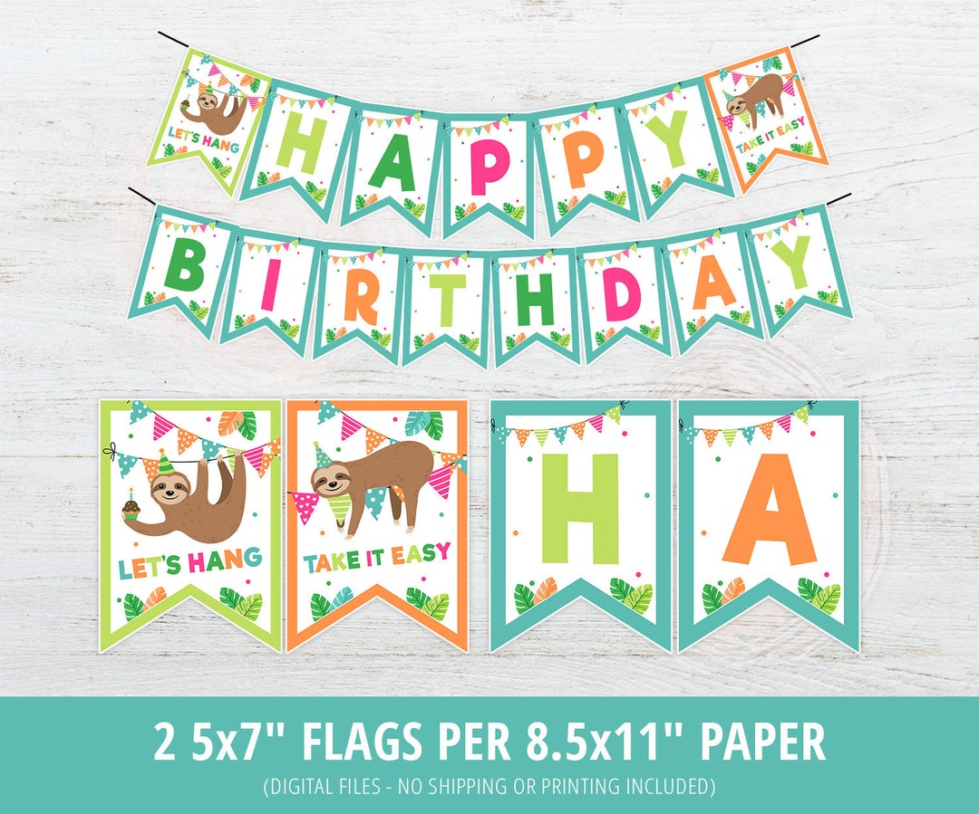 Sloth Birthday Banner, Sloth Banner, Sloth Birthday Party Decor, Sloth ...