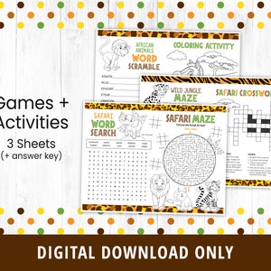 Safari Animals Game Printable Bundle, Safari Activity Pages, Safari ...