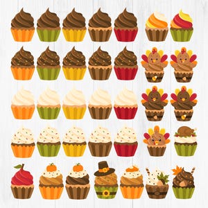 Fall Cupcakes Clipart, Thanksgiving Cupcakes Clipart, Fall Clipart ...