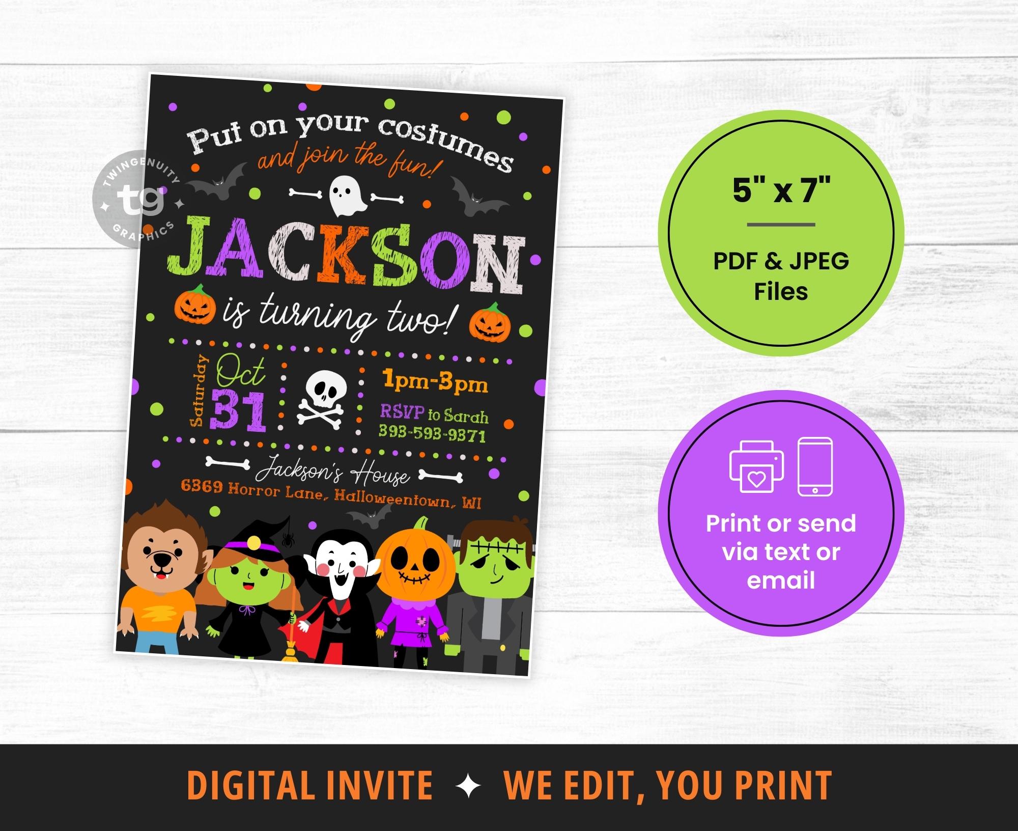 Halloween Birthday Invitation, Halloween Costume Invite Kids, Costume ...