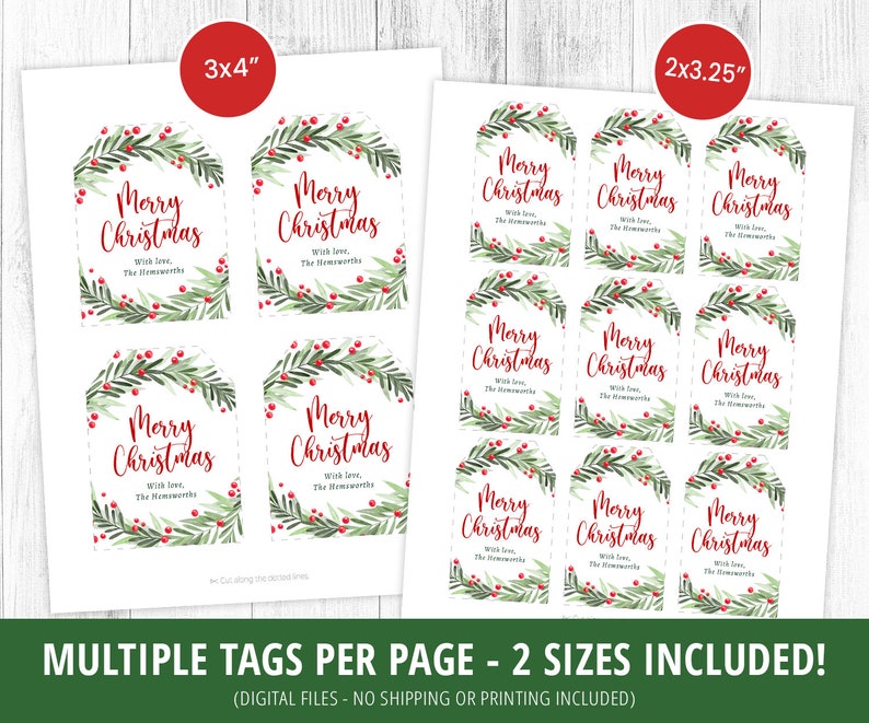 Merry Christmas Gift Tag Printable Christmas Thank You Tag - Etsy