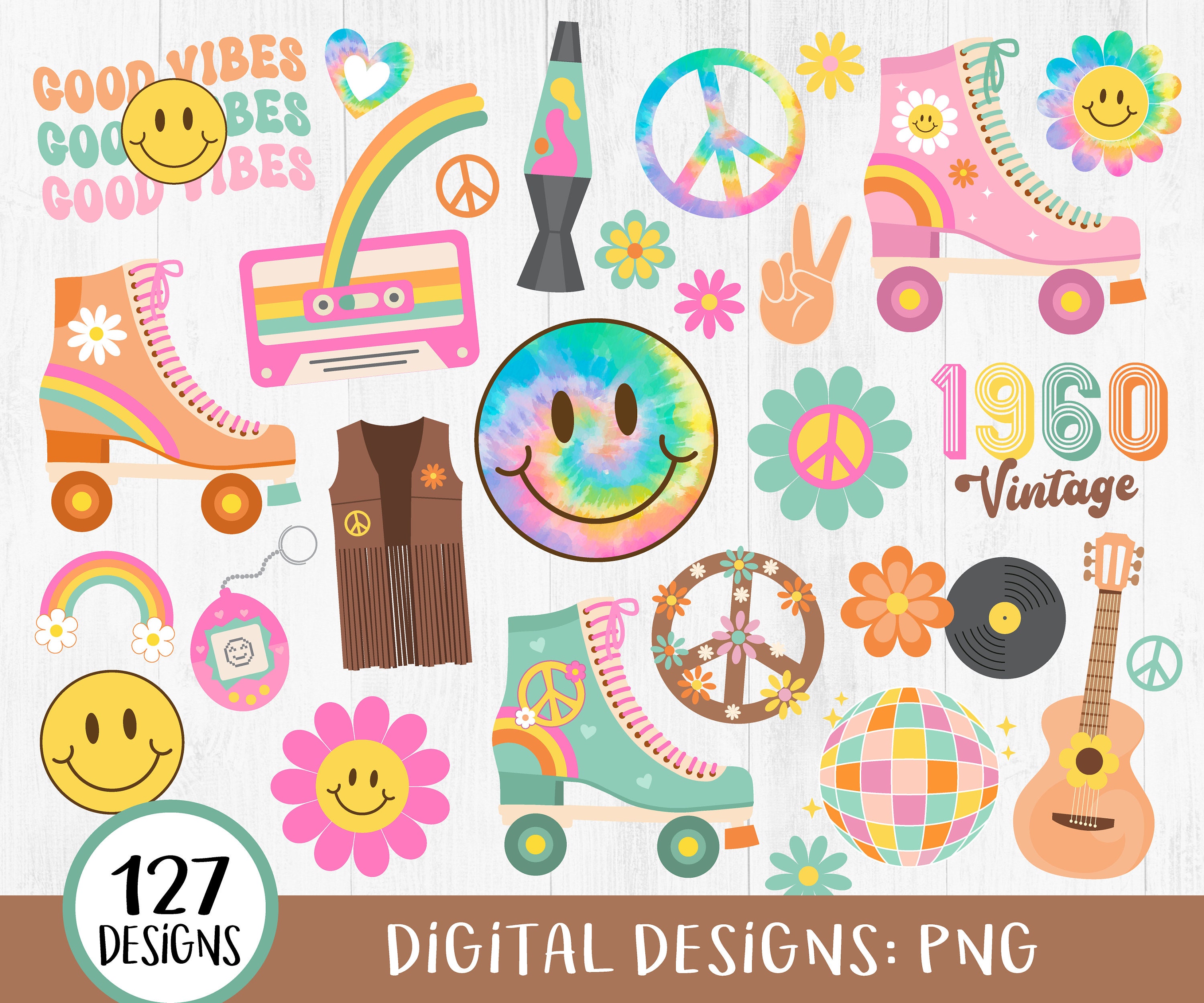 60s Clipart 60s Groovy Clipart Retro Clipart 60s Hippie Etsy Espa a