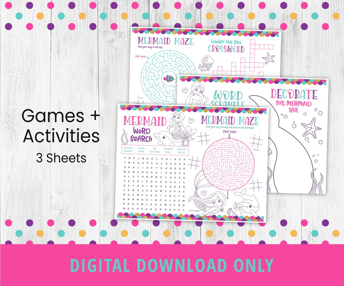 Mermaid Games Printable Bundle Mermaid Under the Sea Activity | Etsy