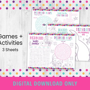 Mermaid Games Printable Bundle, Mermaid Under the Sea Activity Pages ...