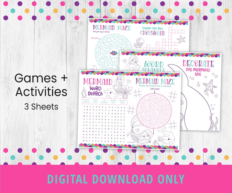 Mermaid Games Printable Bundle, Mermaid Under the Sea Activity Pages ...