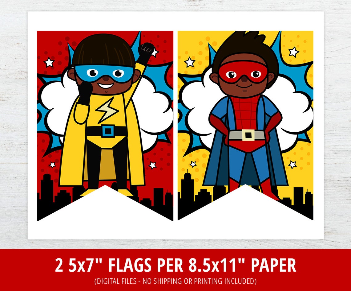 SUPERHERO Birthday Banner Printable Superhero Birthday | Etsy