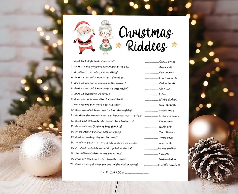 Christmas Riddles Game Printable, Christmas Party Game Kids, Christmas ...
