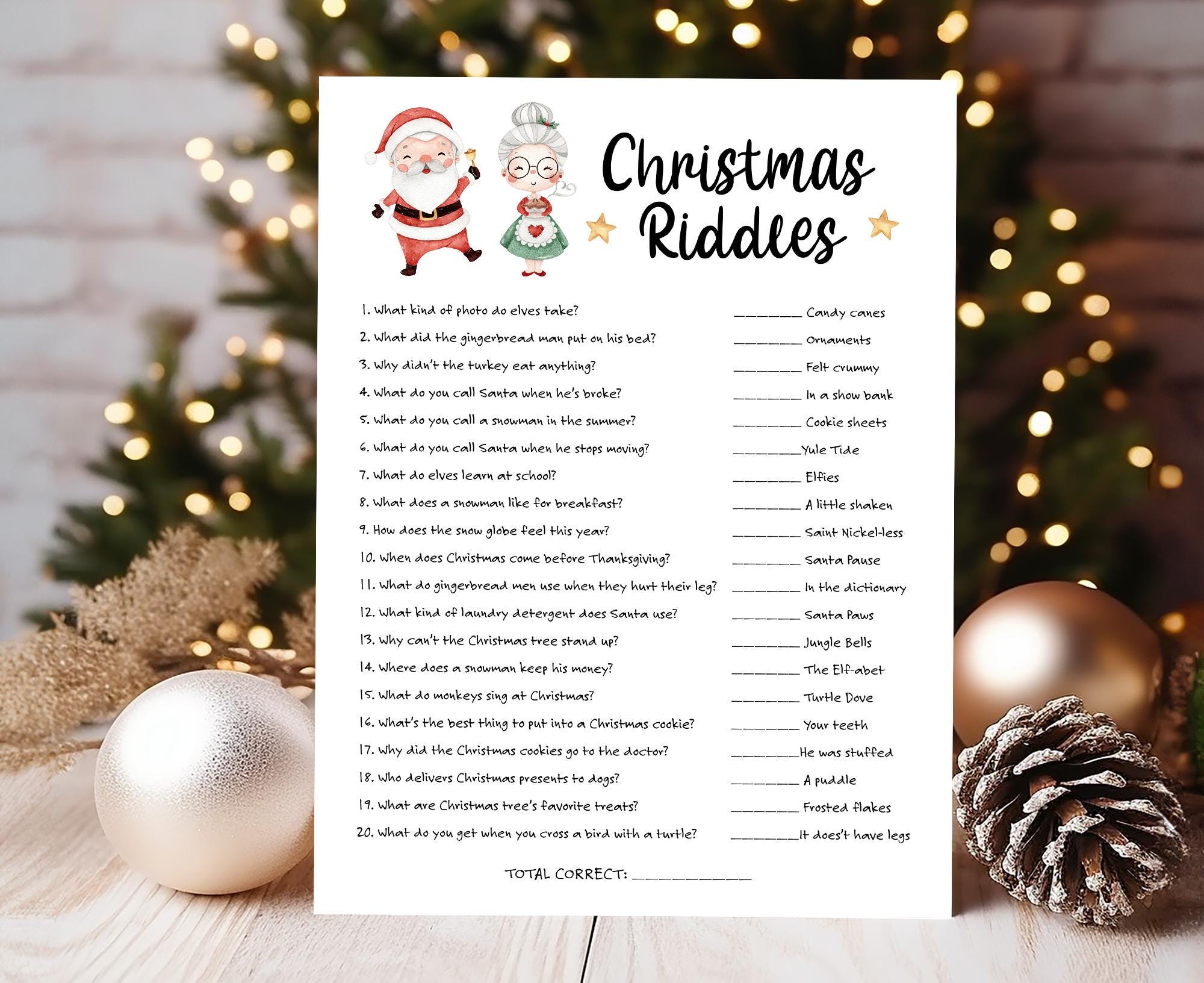 Christmas Riddles Game Printable, Christmas Party Game Kids, Christmas ...