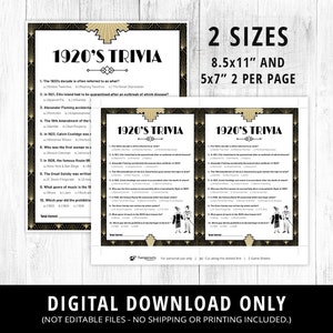 1920s Games Bundle Printable, 1920s Trivia, 1920s Activities, 1920s ...
