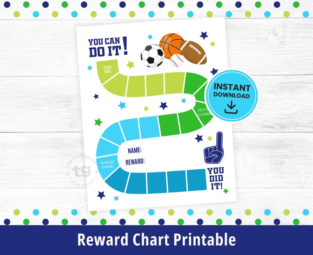 Sports Reward Chart for Boys Printable, Sports Chore Chart Kids ...