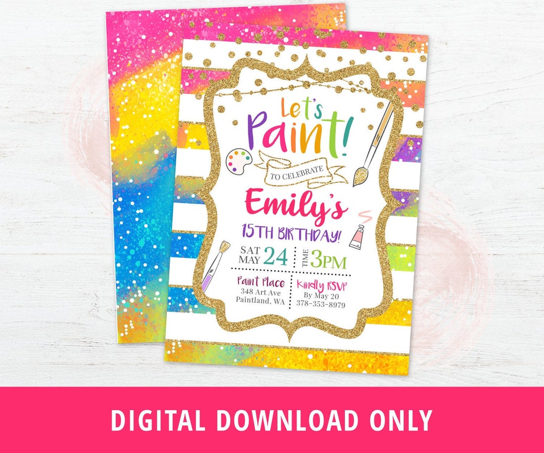 Art Painting Birthday Party Invitation, Painting Party Invite, Art ...