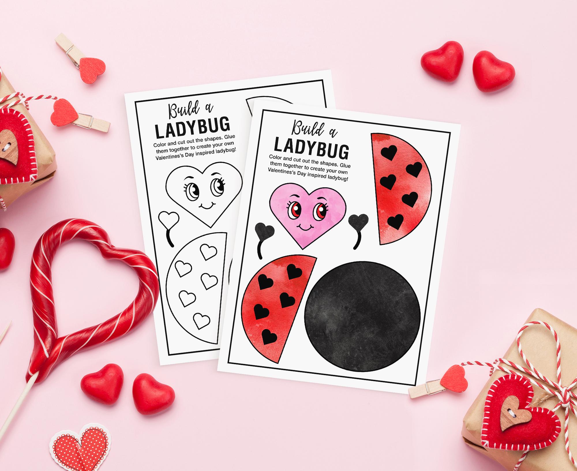 Valentines Day Craft Printable, Build a Ladybug for Kid, Kid's ...