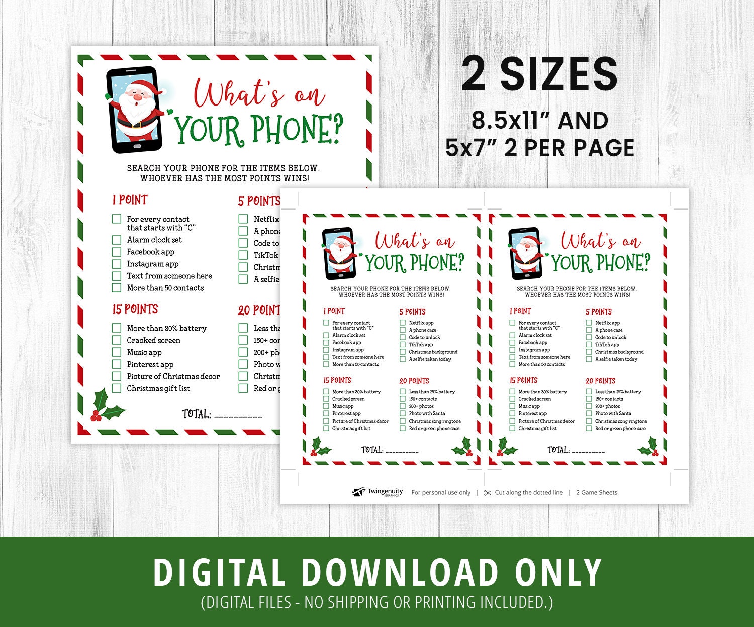 Christmas What's on Your Phone Game Printable, Fun Christmas Games ...