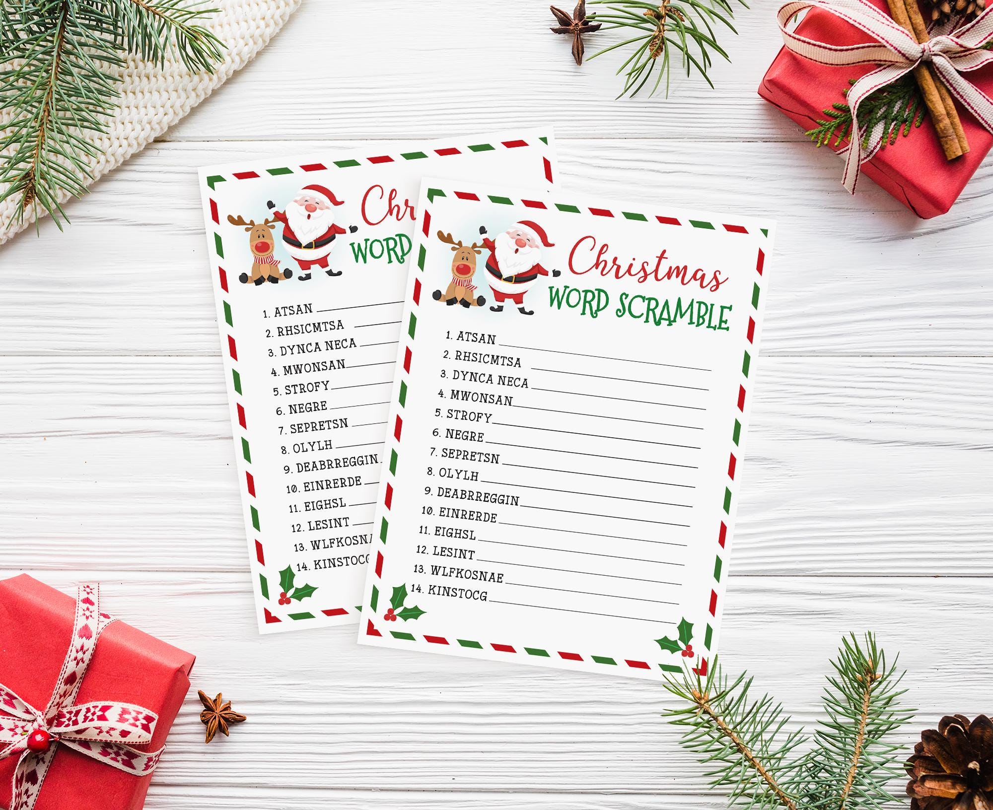 Printable Christmas Word Scramble Game, Christmas Printable Games, Fun ...
