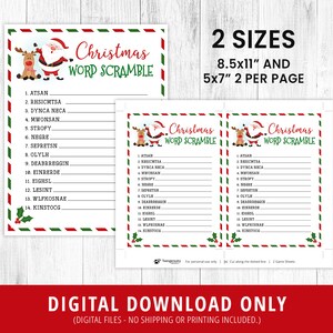 Printable Christmas Word Scramble Game, Christmas Printable Games, Fun ...