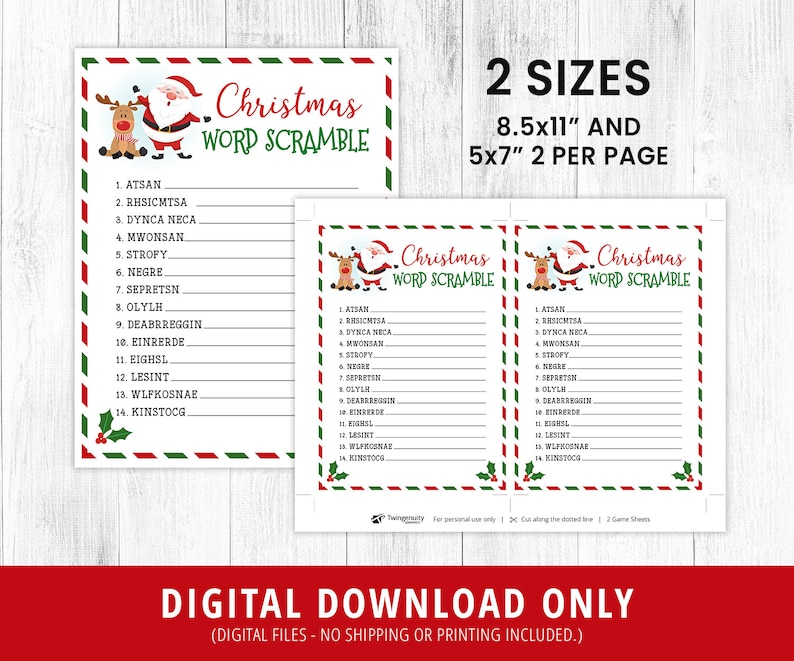 Printable Christmas Word Scramble Game Christmas Printable - Etsy