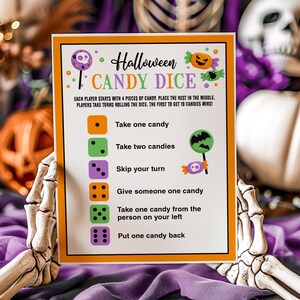 Printable Halloween Candy Dice Game, Pass the Candy Game, Halloween ...