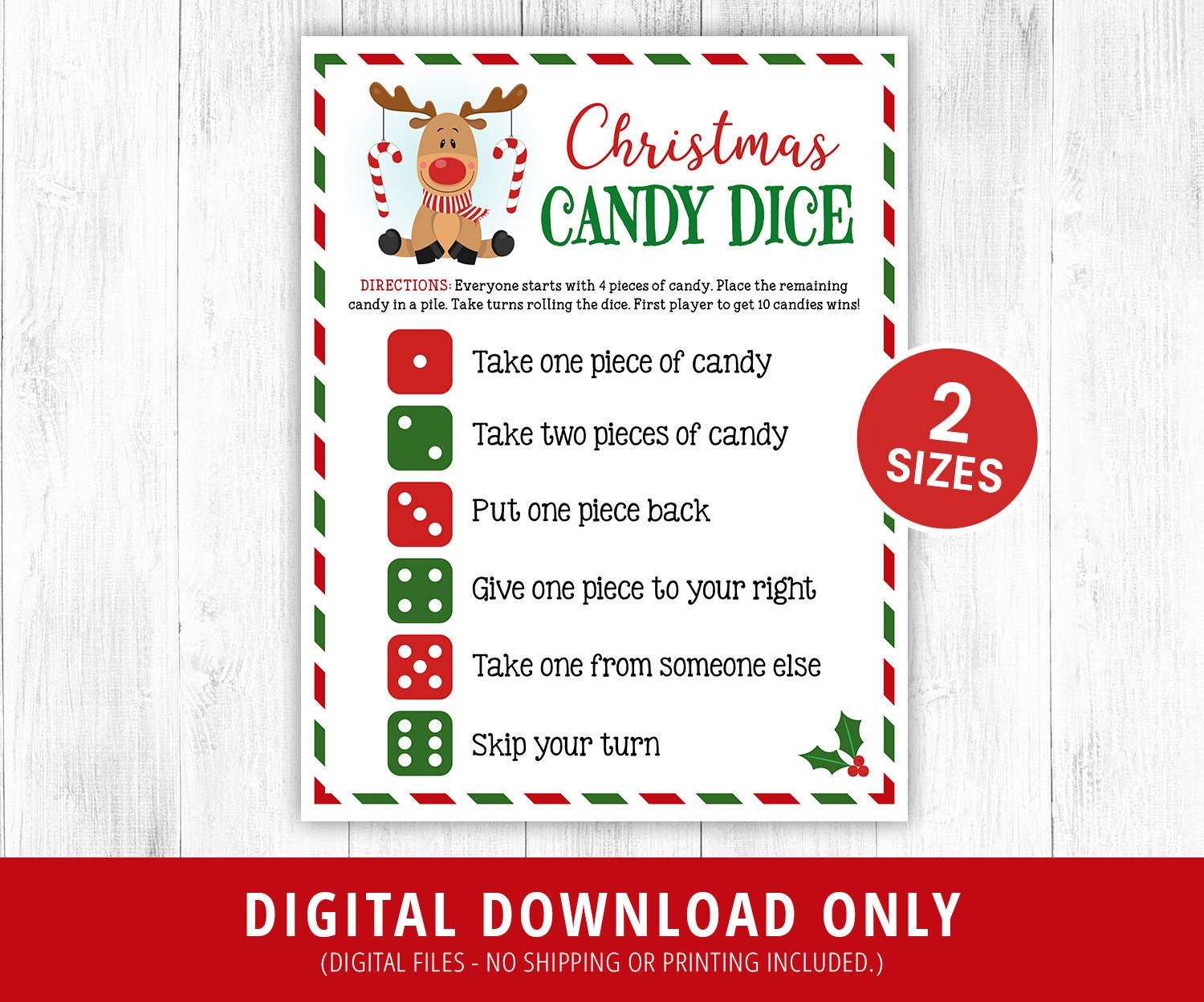 Christmas Candy Dice Game Christmas Party Games for Kids - Etsy