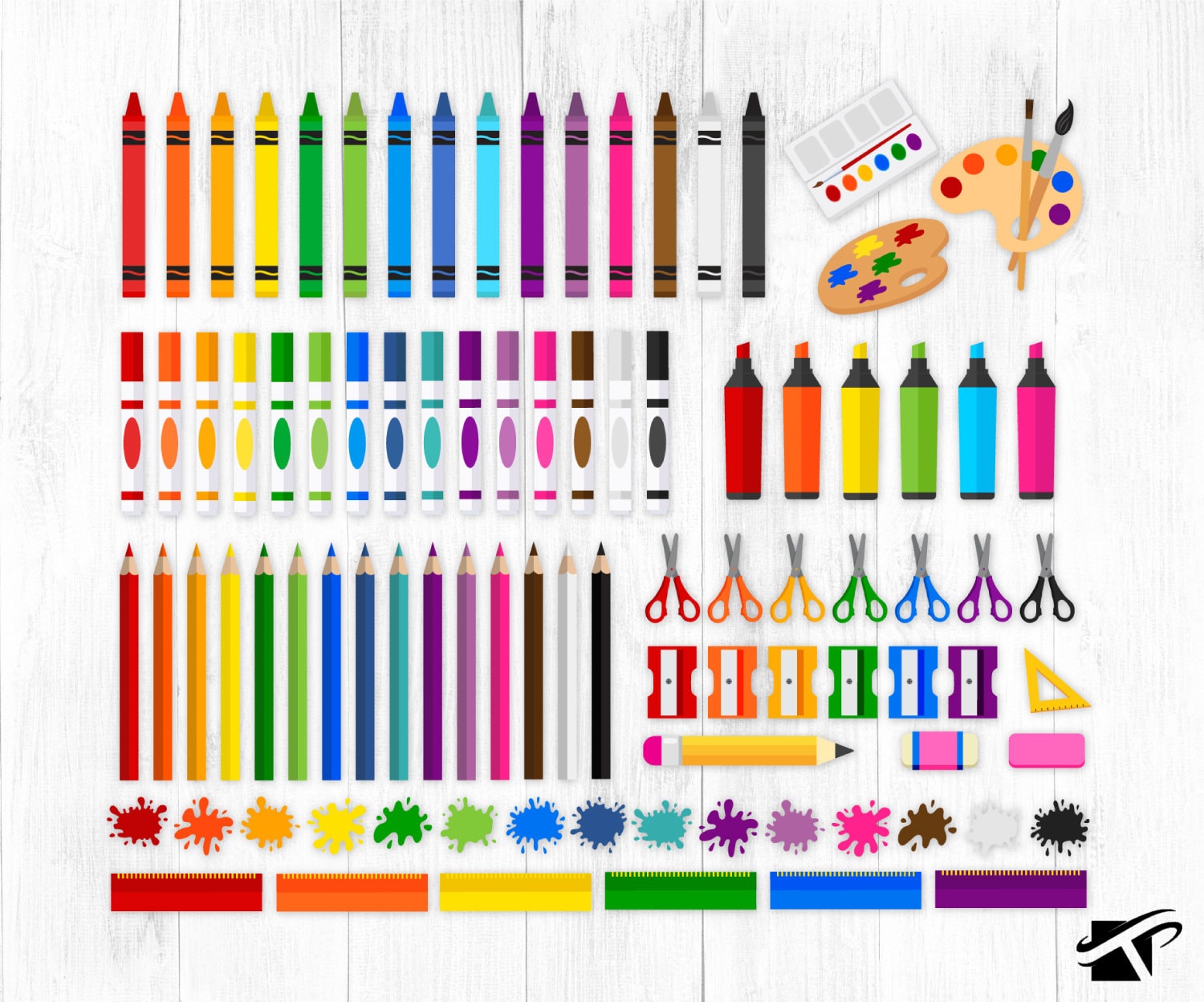 200 Art Supplies Clipart and Patterns, Art Clipart, Painting Clipart ...