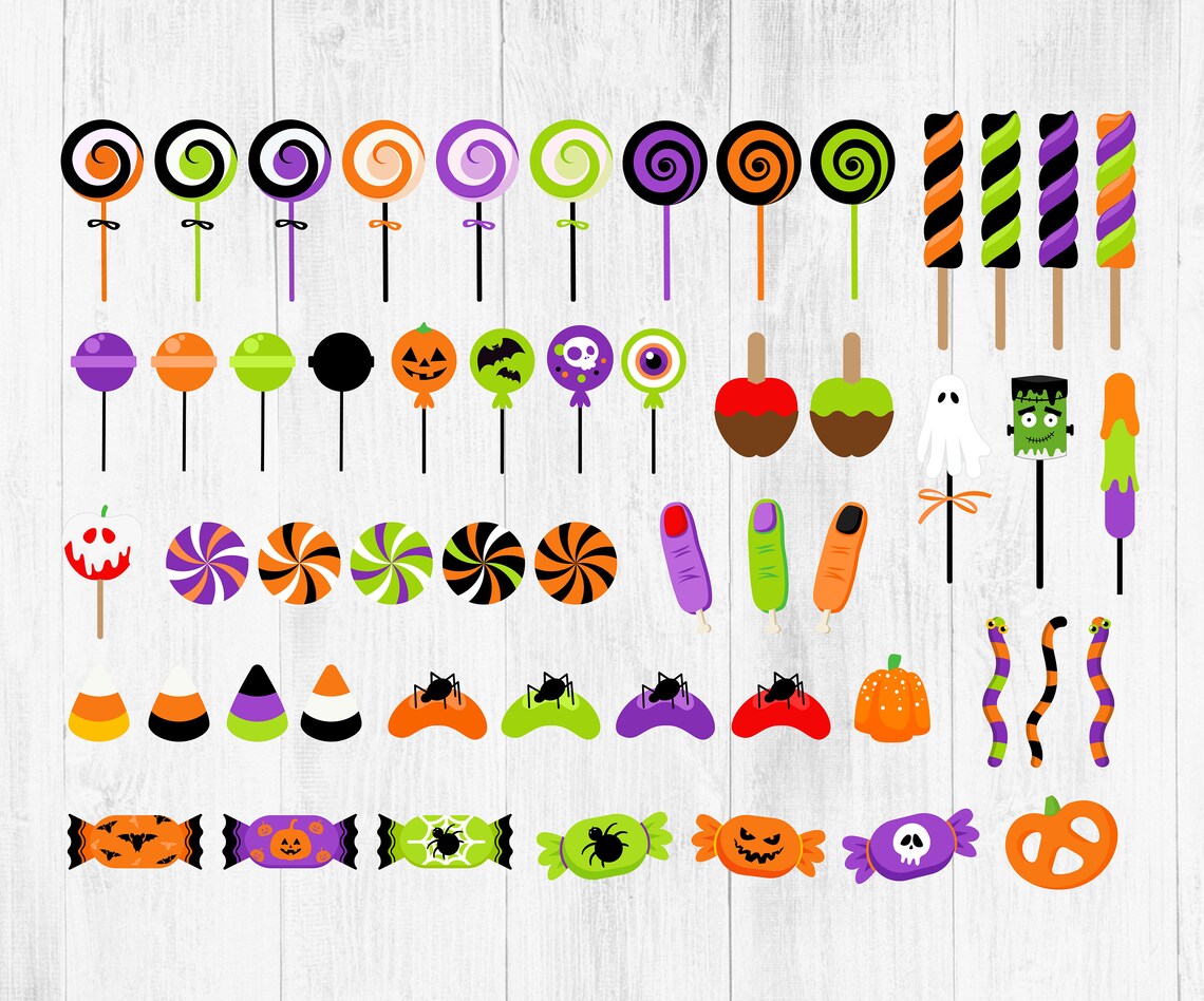 Halloween Candy Clipart Halloween Candy and Treats Clipart | Etsy