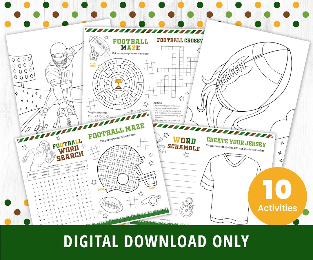 Football Game Printable Bundle Football Activity Pages - Etsy