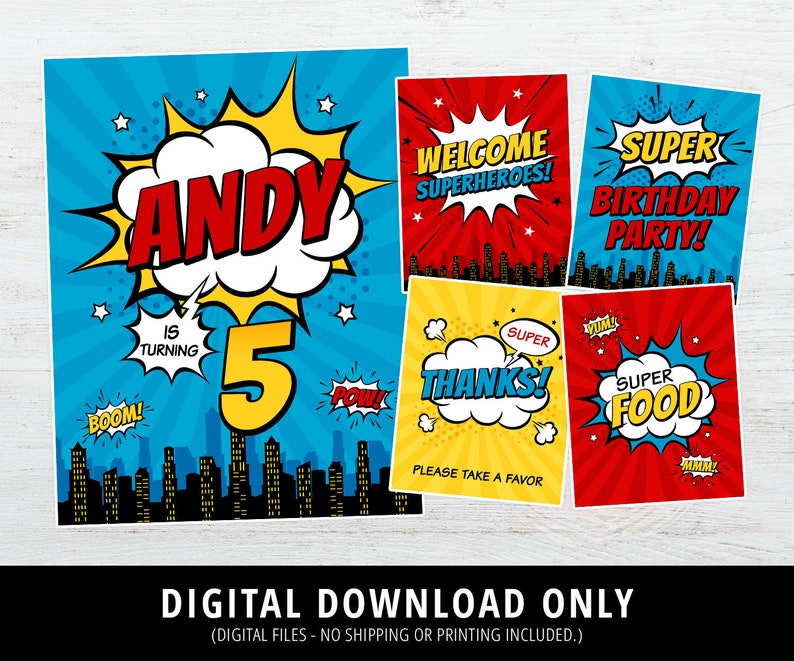 Superhero Party Signs Superhero Birthday Party Decor Welcome | Etsy