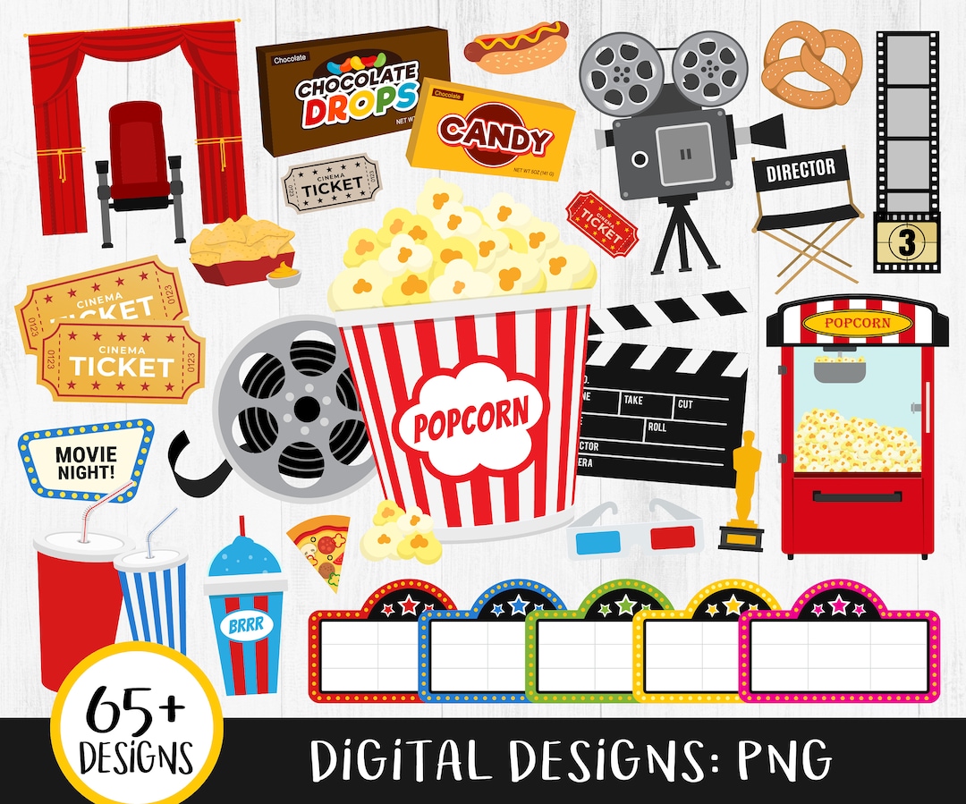 Movie Clipart, Movie Night Clipart, Movie Theater Clipart, Cinema ...