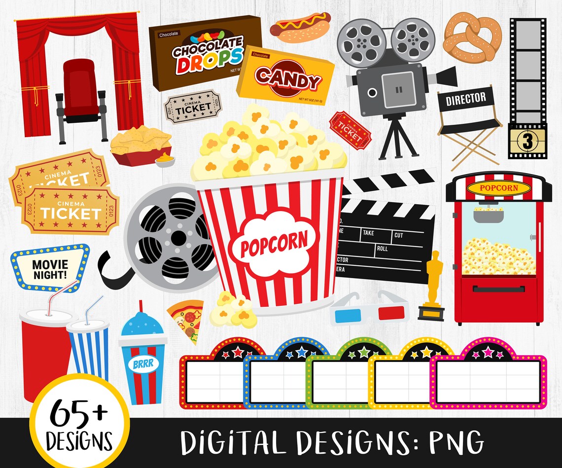 Movie Clipart Movie Night Clipart Movie Theater Clipart - Etsy
