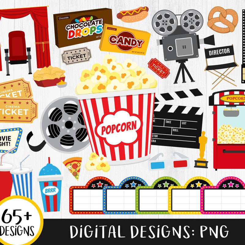 Movie Night Clip Art - Etsy