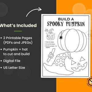Build a Pumpkin Kid's Craft, Printable Halloween Crafts Kids, Jack-o ...