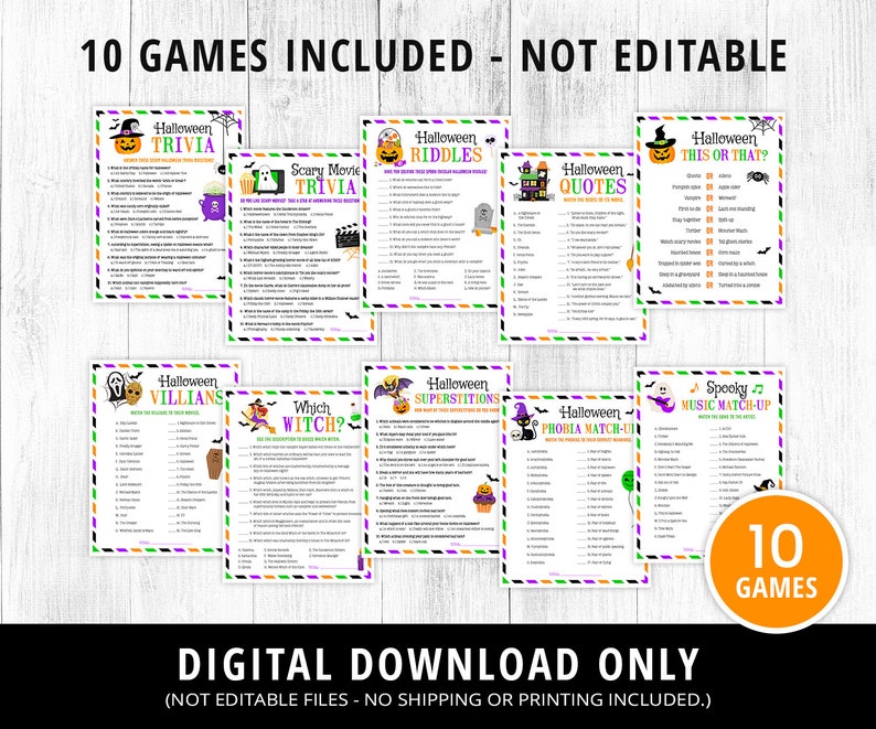 Halloween Games Bundle Printable, Halloween Activities, Halloween Party ...