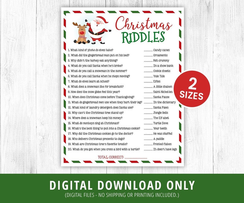Christmas Riddles Game Printable Christmas Party Game Kids - Etsy