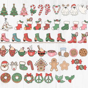 Retro Christmas Clipart, Groovy Christmas Clipart, Christmas Clipart ...